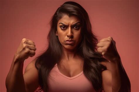 Premium AI Image A Woman With A Fist On Her Head