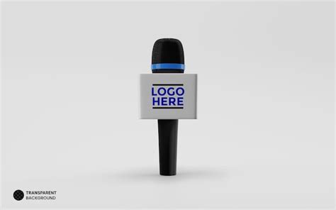 Premium Psd Handheld Microphone With Cube Mockup Dropped