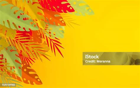 열 대 종이 야자수 나뭇잎 프레임입니다 여름 열 대 다채로운 잎 종이 접기 이국적인 하와이 정글 단풍 여름 배경 종이 절단 미니 멀 스타일 3d 렌더 0명에 대한 스톡 사진