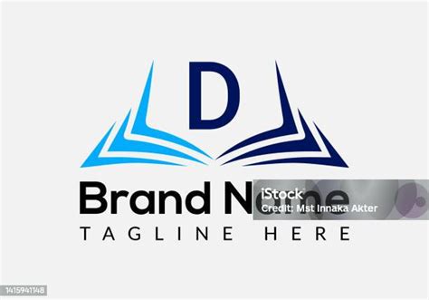 편지 D 템플릿에 교육 로고 D 편지에 책 로고 열기 초기 교육 기호 개념 템플릿 Book Club에 대한 스톡 벡터 아트 및 기타 이미지 Book Club 0명