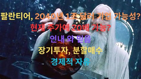 팔란티어 2040년 1조 달러 기업 될 수 있을까ㅣ현재 주가에 20배ㅣ인내와 믿음ㅣ경제적 자유ㅣ장기투자ㅣ Youtube