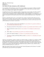 Problem Set ANSWER KEY Pdf PHIL Introductory Logic Spring Problem Set Due