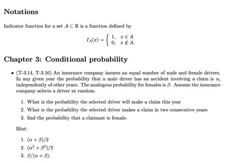 solved notations indicator function for a set acr is a