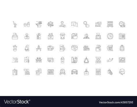 Workplace Concept Linear Icons Line Royalty Free Vector