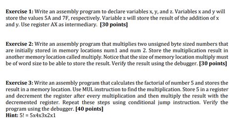 Exercise Write An Assembly Program To Declare Chegg Com