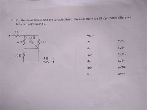 solved for the circuit below find the variables listed