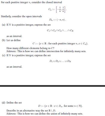 Answered For Each Positive Integer N Consider The Closed Interval Similarly Consider The