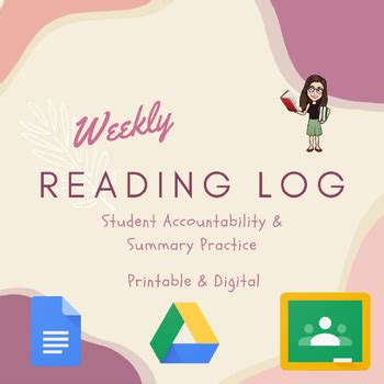 Editable Weekly Reading Log MS By Caffeinated Lessons TPT