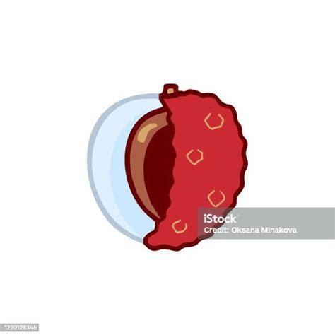 흰색 배경에 고립 열매 과일의 손으로 그린 밝은 색상 아이콘 달콤한 열대 과일입니다 심플한 미니멀 플랫 스타일 로고 디자인 벡터 일러스트레이션 개념에 대한 스톡 벡터 아트