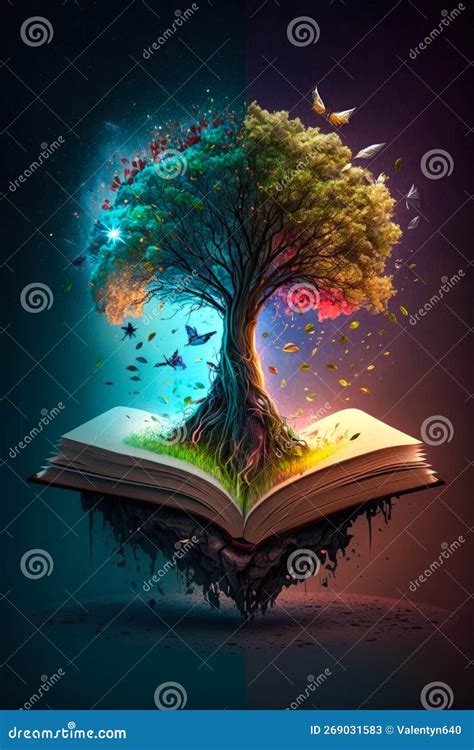 An Open Book With Tree Growing Out Of It Generative Ai Stock Image Image Of Tree Learning