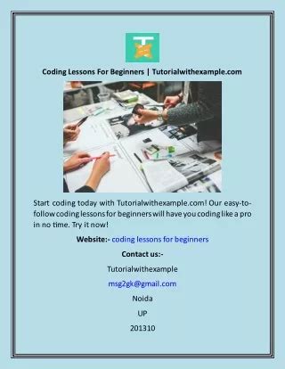 PPT Coding Lessons For Beginners Tutorialwithexample PowerPoint Presentation ID