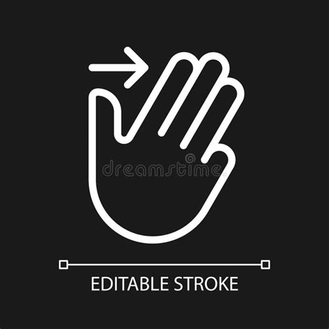 Three Finger Swipe Pixel Perfect White Linear Icon For Dark Theme Stock Vector Illustration Of