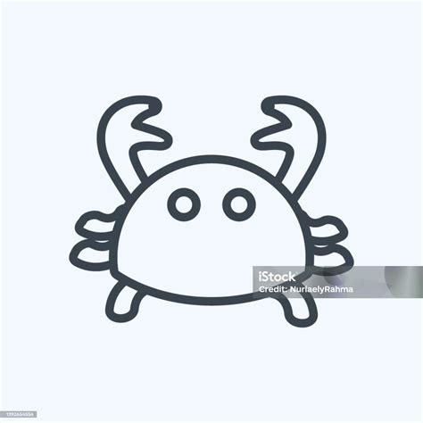 아이콘 게 바다 상징을 위해 적당한 선 스타일 편집 가능한 간단한 디자인 디자인 템플릿 벡터 간단한 기호 그림 갈고리 발톱에 대한 스톡 벡터 아트 및 기타 이미지 Istock