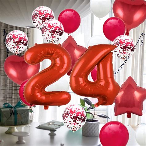 Buy 24th Birthday Balloon 24th Birthday Decorations Red 24 Balloons
