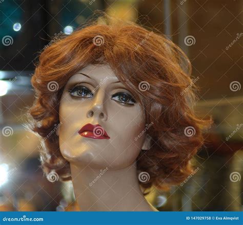 Beauty Of A Redhead Doll In Close Up Portrait Stock Photo Image Of