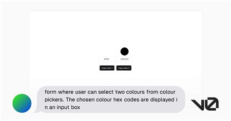form where user can select two colours from colour pickers the chosen