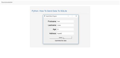 Python How To Send Data To Sqlite Sourcecodester