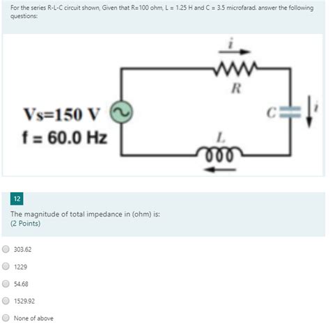 solved 10 for r l c parallel circuit which is the correct