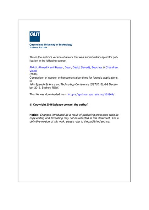 Pdf Comparison Of Speech Enhancement Algorithms For Forensic Applications