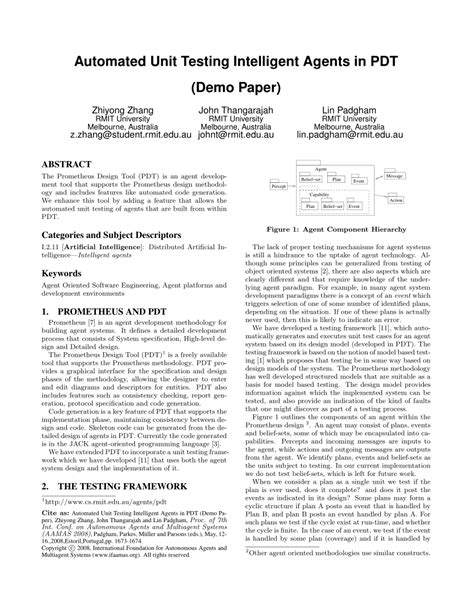 Pdf Automated Unit Testing Intelligent Agents In Pdt