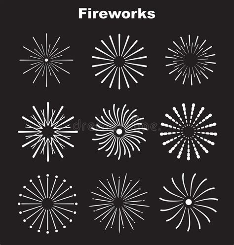 Collection Of 9 Firework Exploding Stock Vector Illustration Of Partydecor Minimalistic
