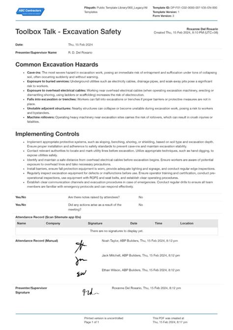 Toolbox Talk Excavation Safety Export As Pdf