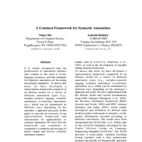 A Common Framework For Syntactic Annotation Acl Anthology