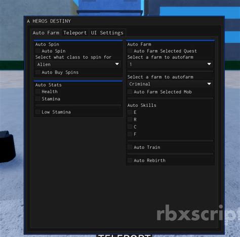 A Heros Destiny Auto Rebirth Auto Farm Auto Spin Scripts Rbxscript