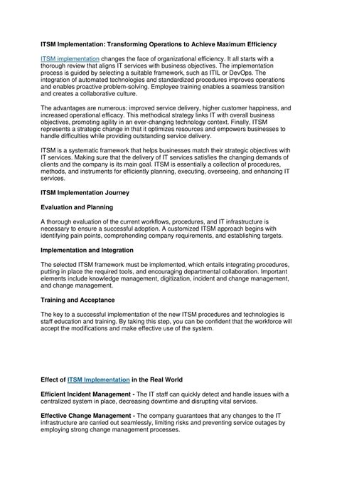 PPT ITSM Implementation Transforming Operations To Achieve Maximum Efficiency PowerPoint