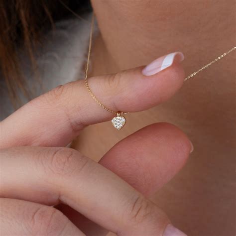 Dainty Heart Pendant Necklace • 14k Gold Heart Necklace For Women