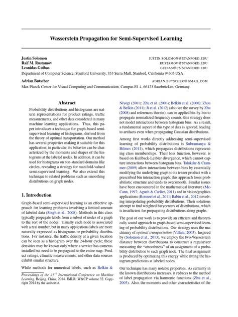 Wasserstein Propagation For Semi Supervised Learning Pdf Vertex