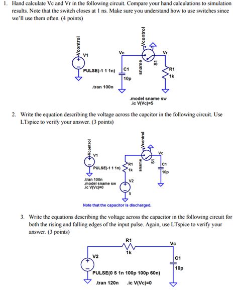 Hand Calculate V C And V R In The Following Circuit Chegg