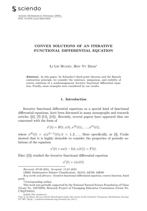 pdf convex solutions of an iterative functional differential equation