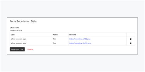 form submissions webflow university