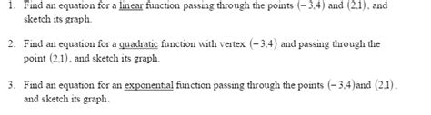 Solved Find An Equation For A Linear Function Passing