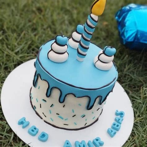 خرید و قیمت کیک تولد پسرونه مدل کارتونی فیلینگ موز و گردو وزن 1کیلو