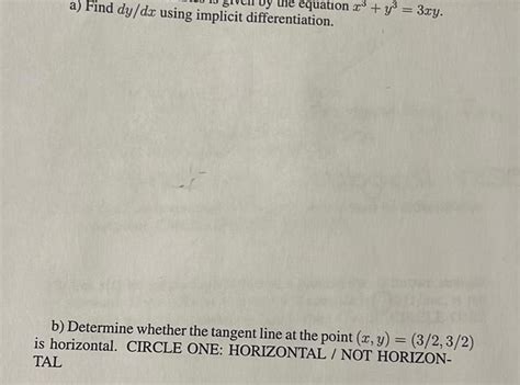 [answered] equation x y 3xy a find dy dx using implicit differentiation
