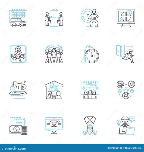 Employment Effectiveness Linear Icons Set Productivity Efficiency