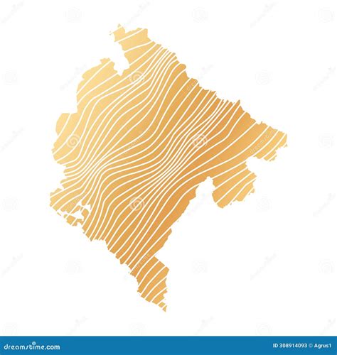 Abstract Map Of Montenegro Vector Illustration Of Striped Gold