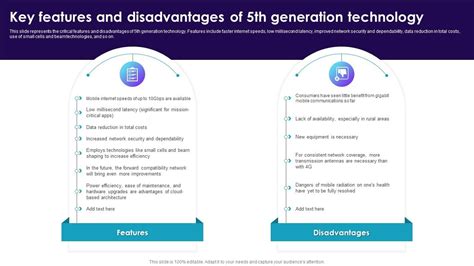 Key Features And Disadvantages Of 5th Generation Technology Cell Phone Generations 1g To 5g Ppt