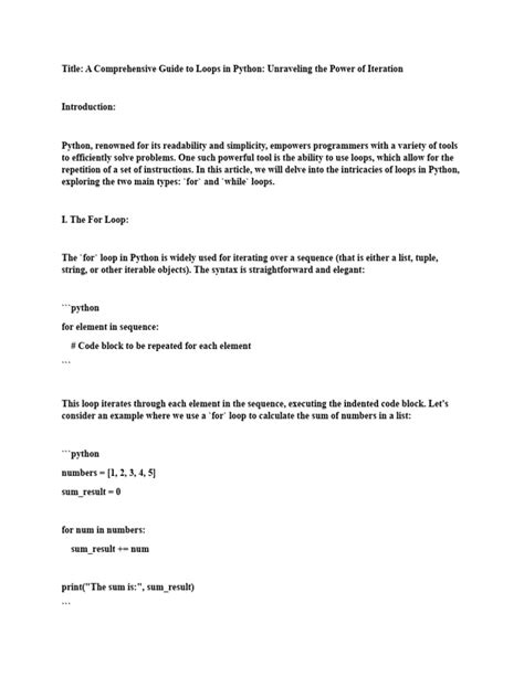 Loops In Python Pdf
