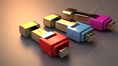 Illustration Of Usb Flash Memory With Stunning 3d Effects Powerpoint