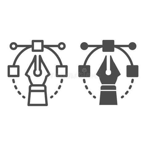 Pen Tool Line And Glyph Icon Bezier Vector Illustration Isolated On White Stock Vector