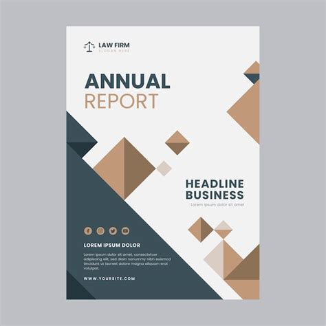 플랫 로펌 연례 보고서 템플릿 무료 벡터