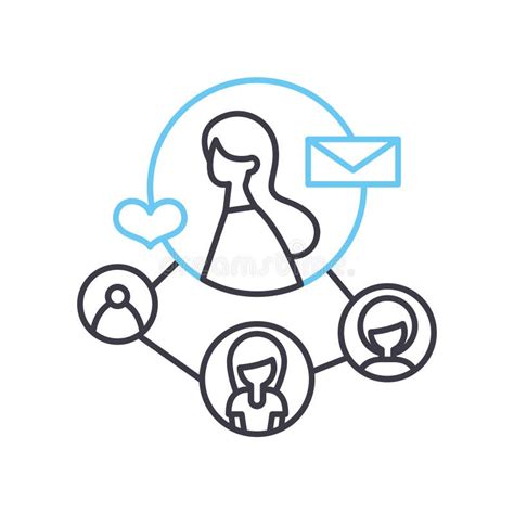 Social Network Friendship Line Icon Outline Symbol Vector Illustration Concept Sign Stock