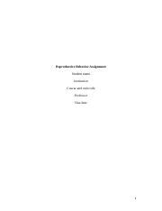 Reproductive Behaviour Docx Reproductive Behavior Assignment Babe Name Institution Course