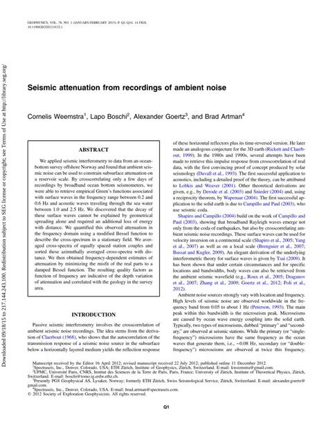 Pdf Seismic Attenuation From Recordings Of Ambient … · Seismic