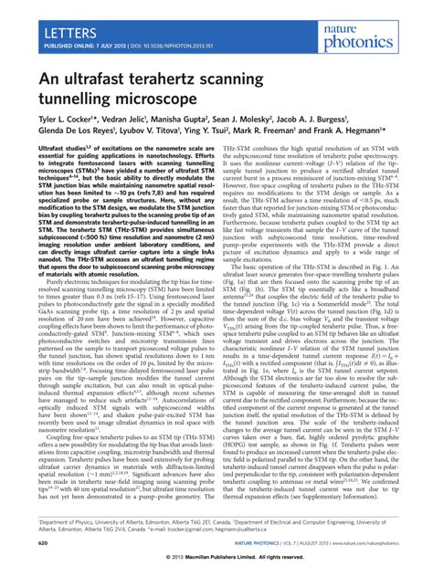 Pdf An Ultrafast Terahertz Scanning Tunnelling Microscope