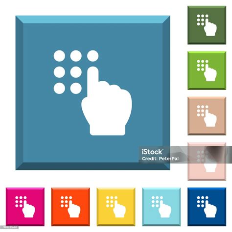 Securitycode Weiße Symbole Auf Scharfkantigen Quadratische Tasten Tippen Stock Vektor Art Und