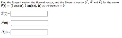 Solved Find The Tangent Vector The Normal Vector And The Chegg Com